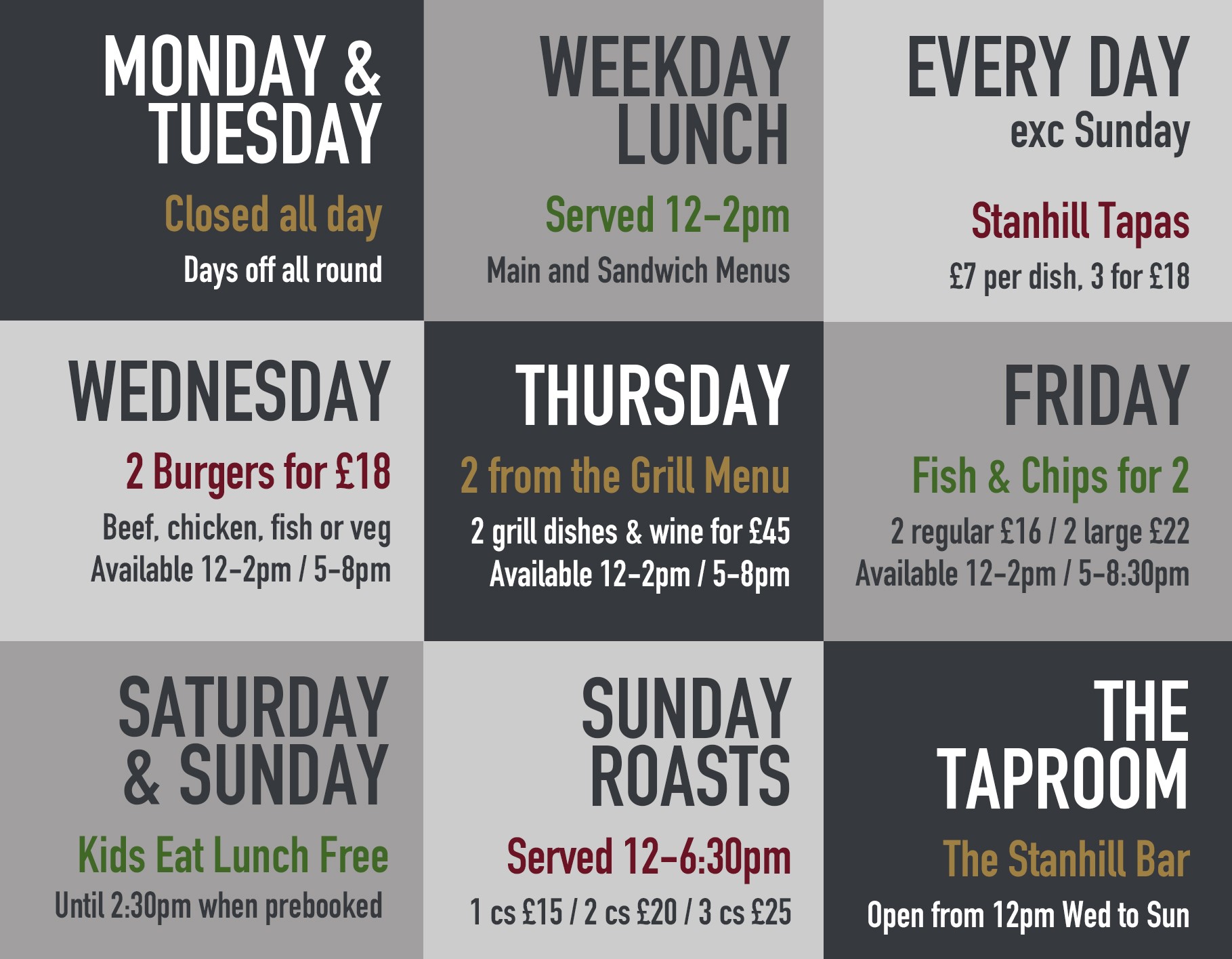 Offers | The Stanhill Pub & Kitchen, Oswaldtwistle