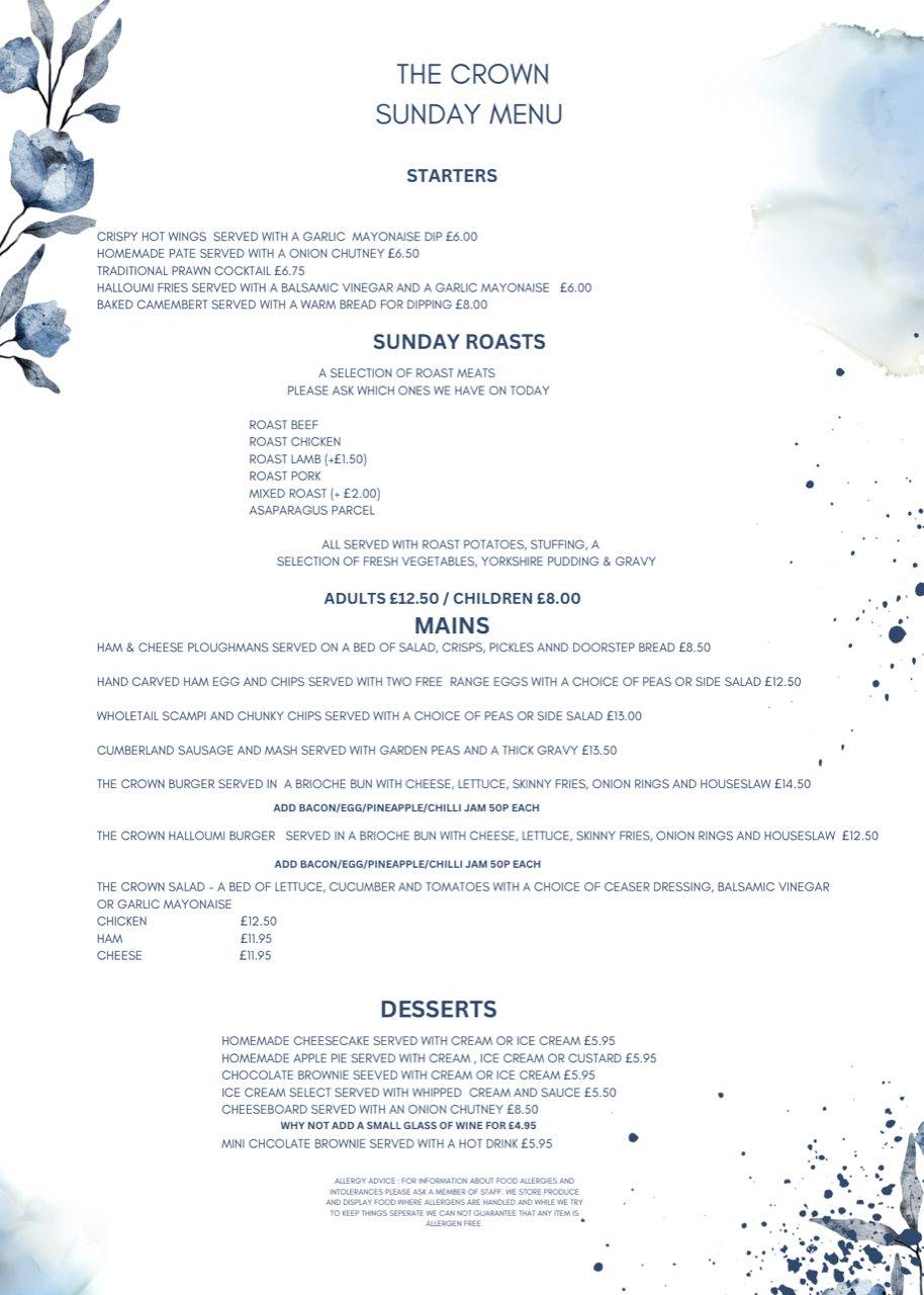 Food | The Crown, Sandon