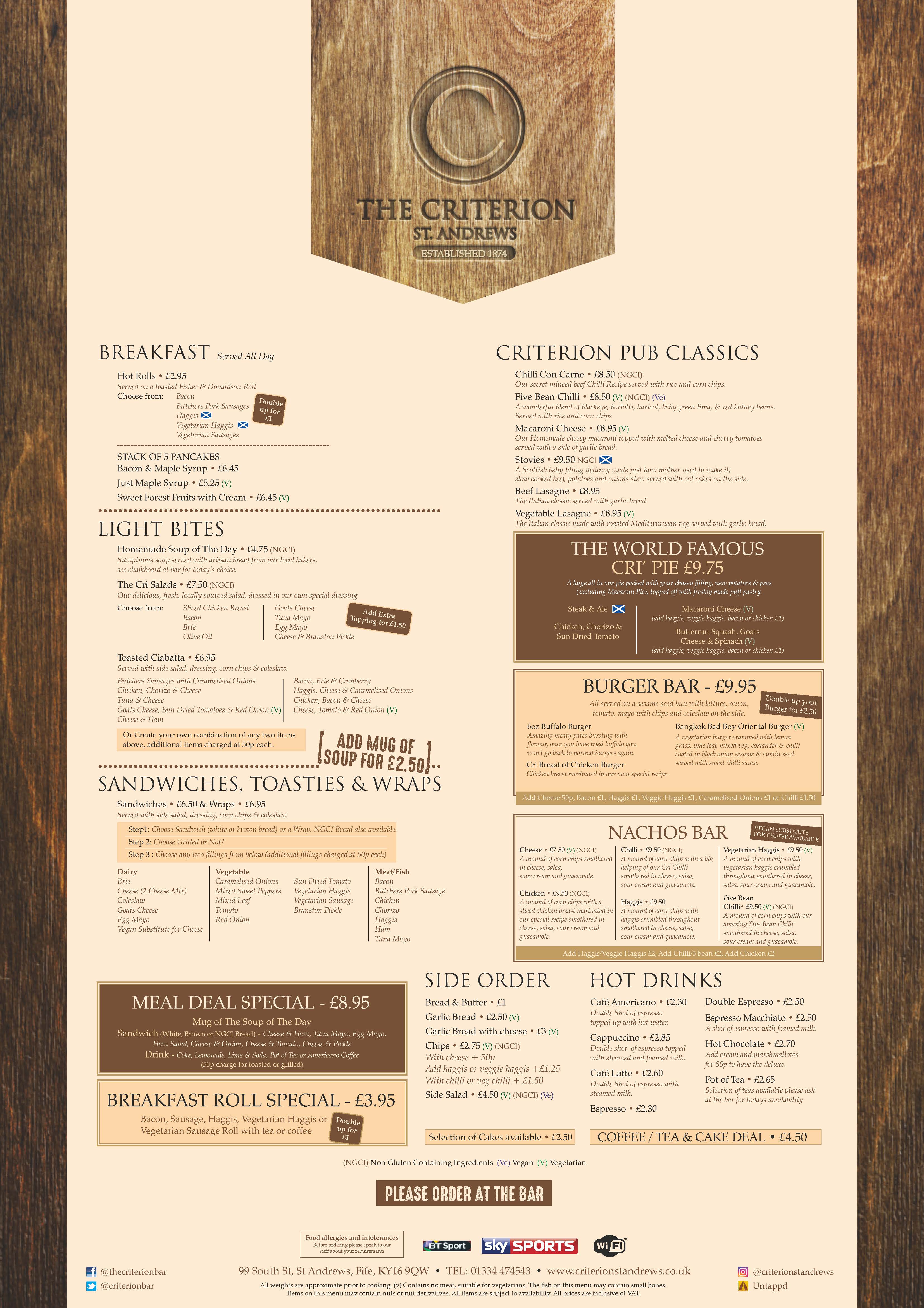 Food | The Criterion, St Andrews